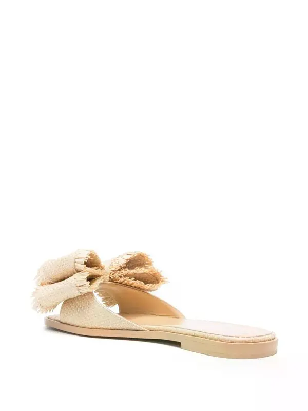 Mach & Mach Le Cadeau Slides With Oversize Bow - Neutrals