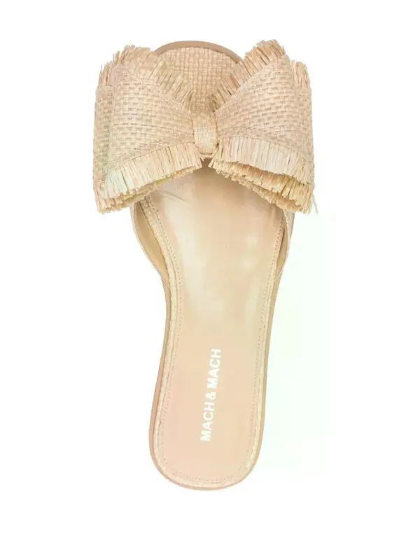 Mach & Mach Le Cadeau Slides With Oversize Bow - Neutrals