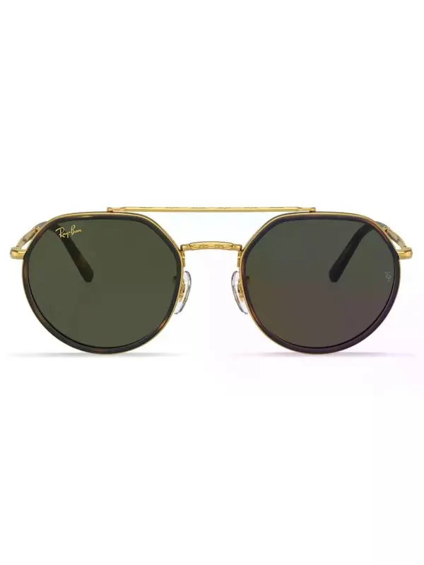 Ray-ban Logo-print Round-frame Sunglasses - Gold