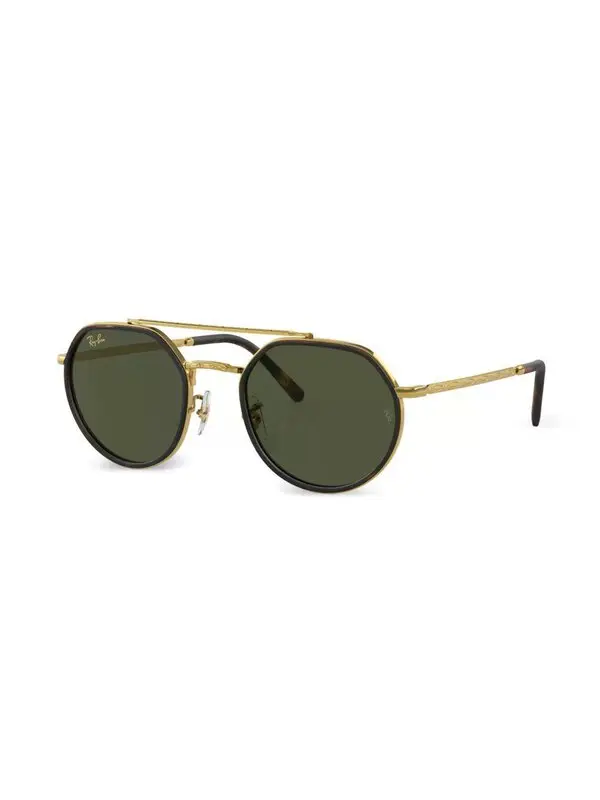 Ray-ban Logo-print Round-frame Sunglasses - Gold