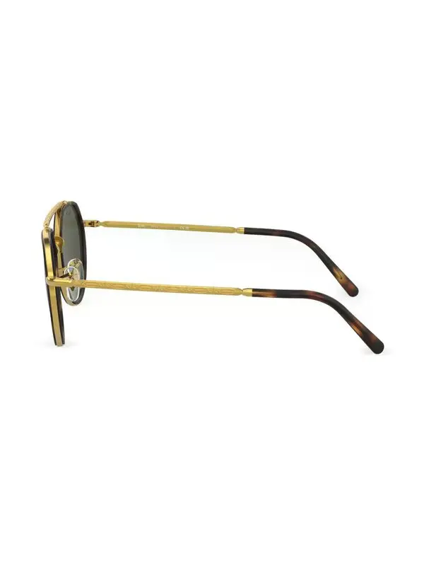 Ray-ban Logo-print Round-frame Sunglasses - Gold