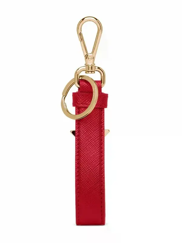 Prada Triangle-logo Leather Keychain - Red