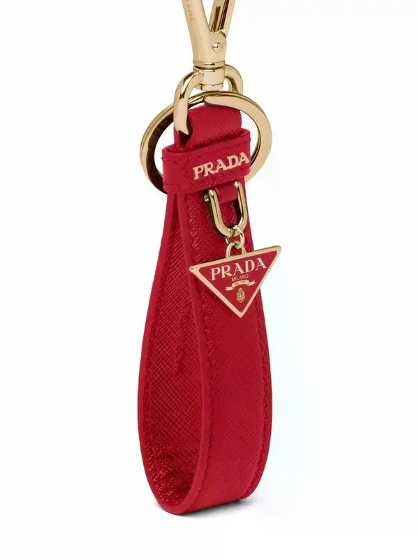 Prada Triangle-logo Leather Keychain - Red