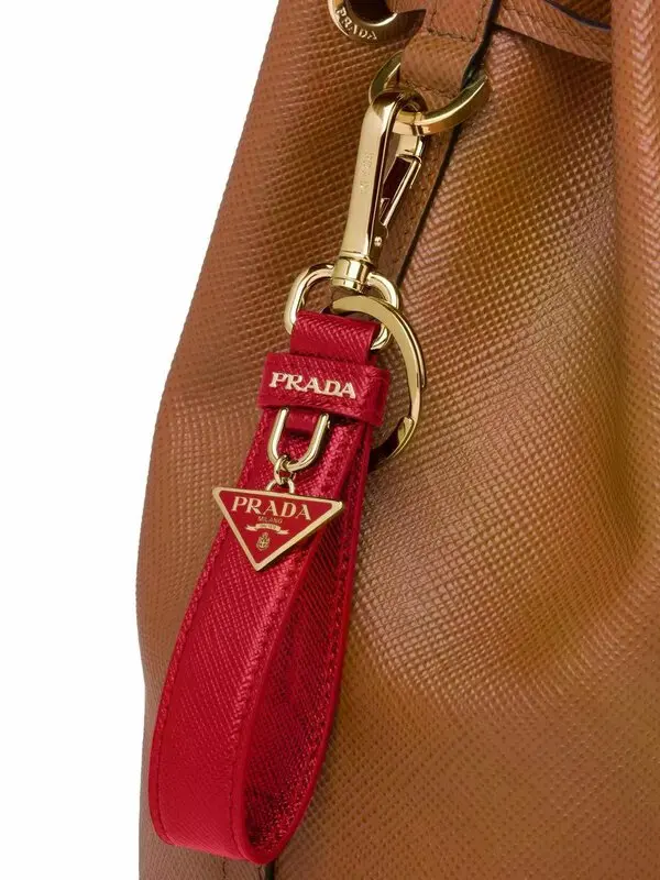 Prada Triangle-logo Leather Keychain - Red