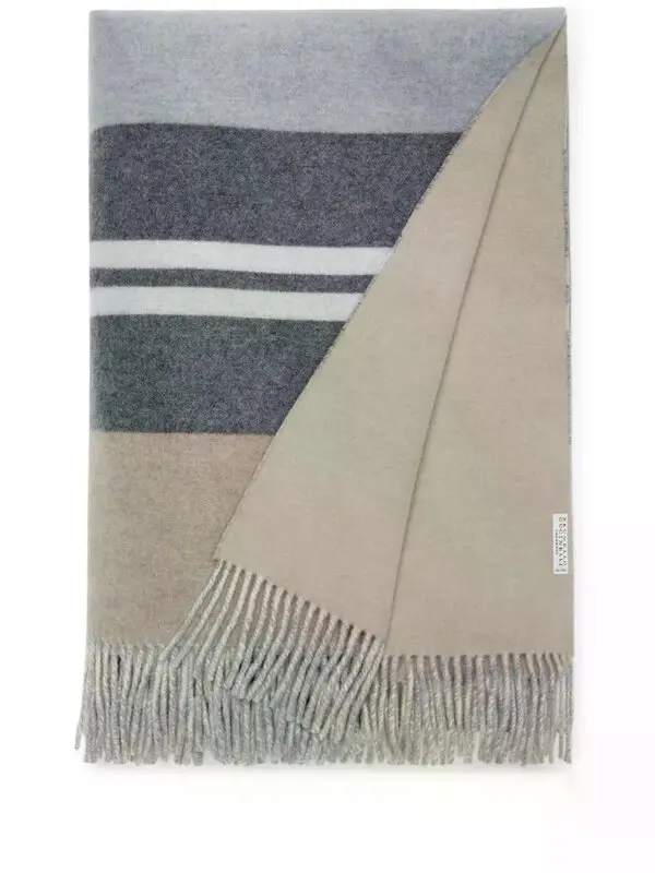 Brunello Cucinelli Colour-block Cashmere Blanket - Grey