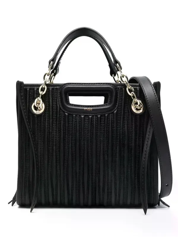 Maje Mini Quilted Leather Tote Bag - Black
