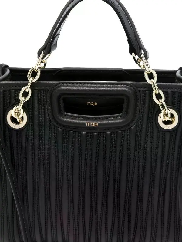 Maje Mini Quilted Leather Tote Bag - Black