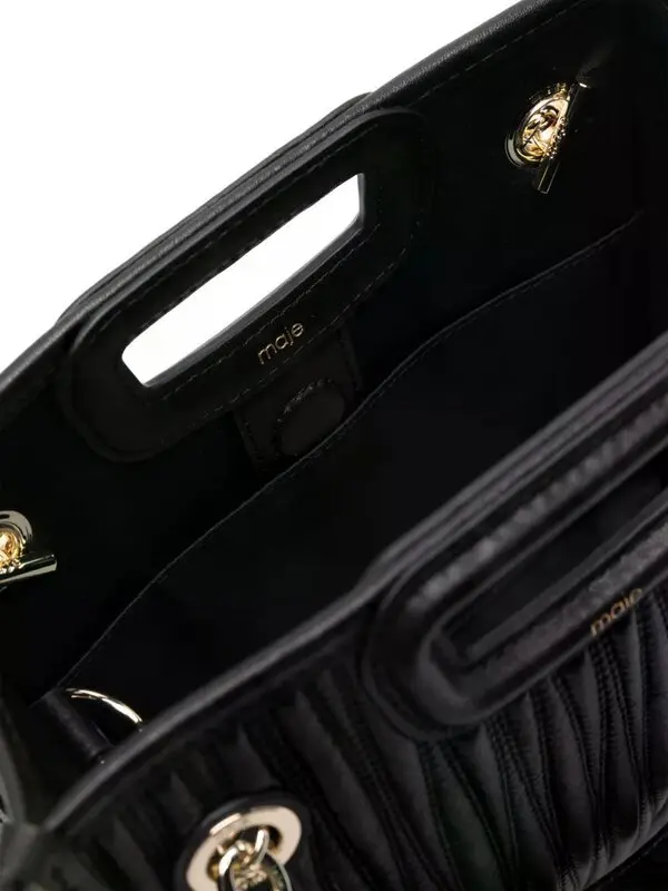 Maje Mini Quilted Leather Tote Bag - Black