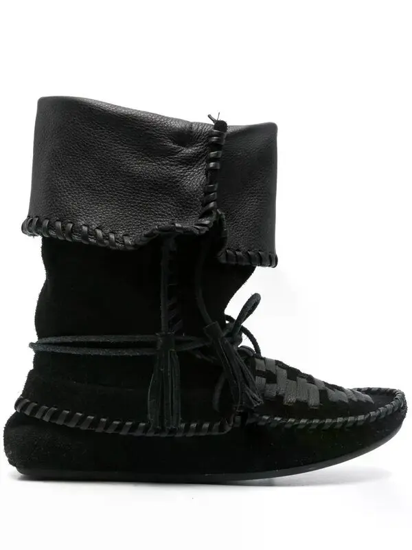 Isabel Marant Étoile Winki Boots In Braided And Suede Leather - Black