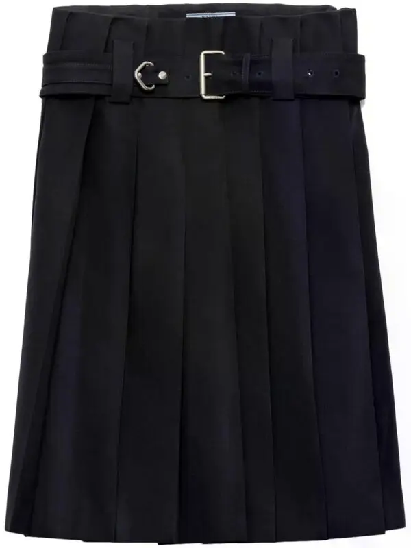 Prada Belted Pleated Skirt