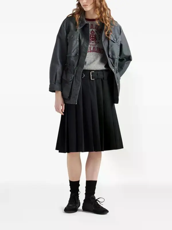 Prada Belted Pleated Skirt