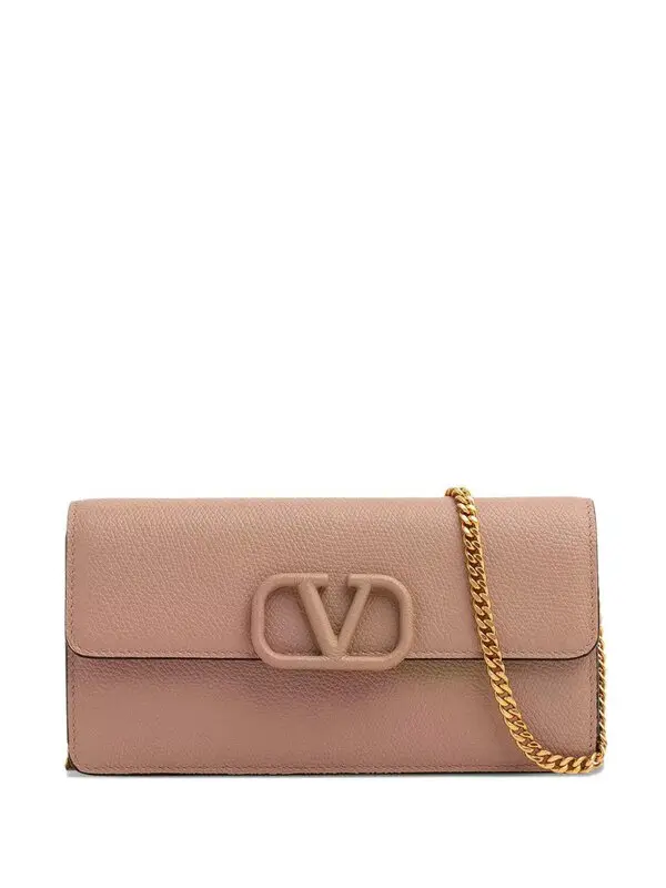Valentino Garavani Vlogo Signature Leather Wallet-on-chain - Neutrals