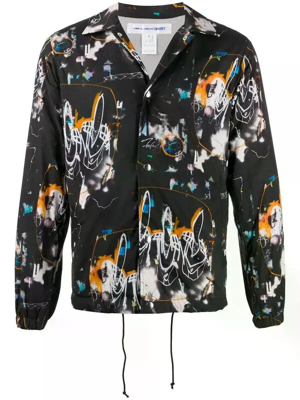 Comme Des Garçons Abstract Print Shirt Jacket - Black