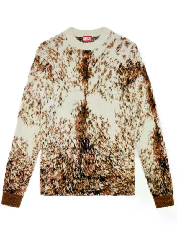DIESEL® Brushed Pullover With All-over Speckled Detailing - Neutrals