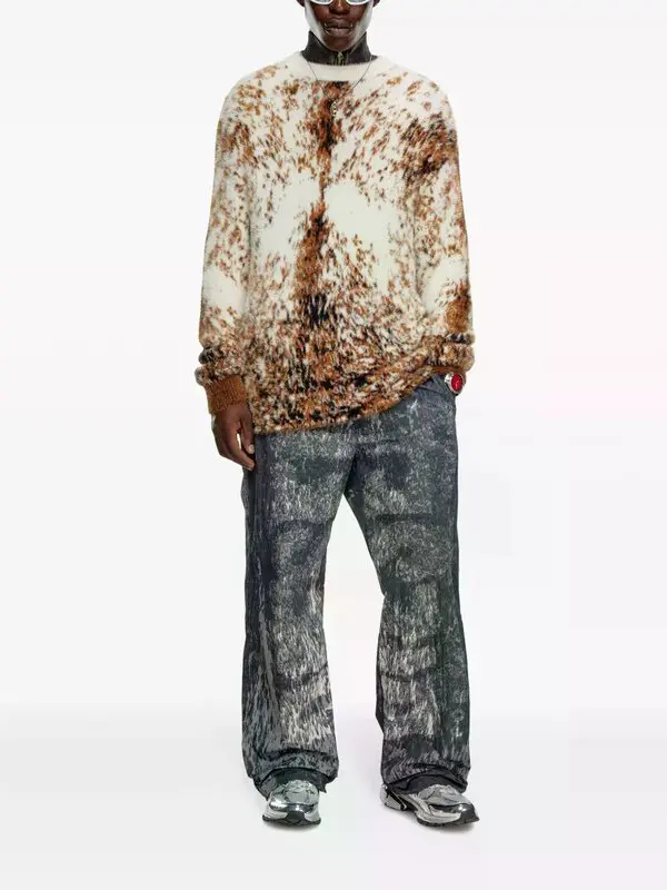 DIESEL® Brushed Pullover With All-over Speckled Detailing - Neutrals