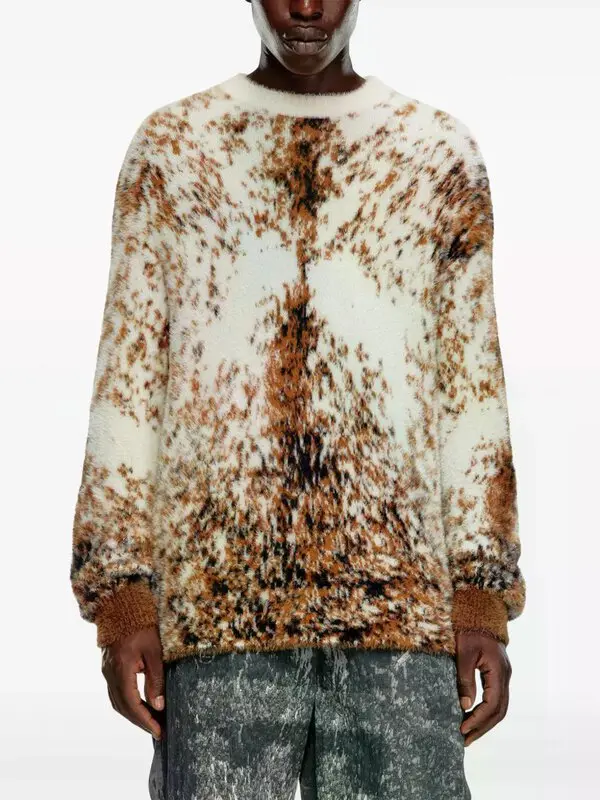 DIESEL® Brushed Pullover With All-over Speckled Detailing - Neutrals
