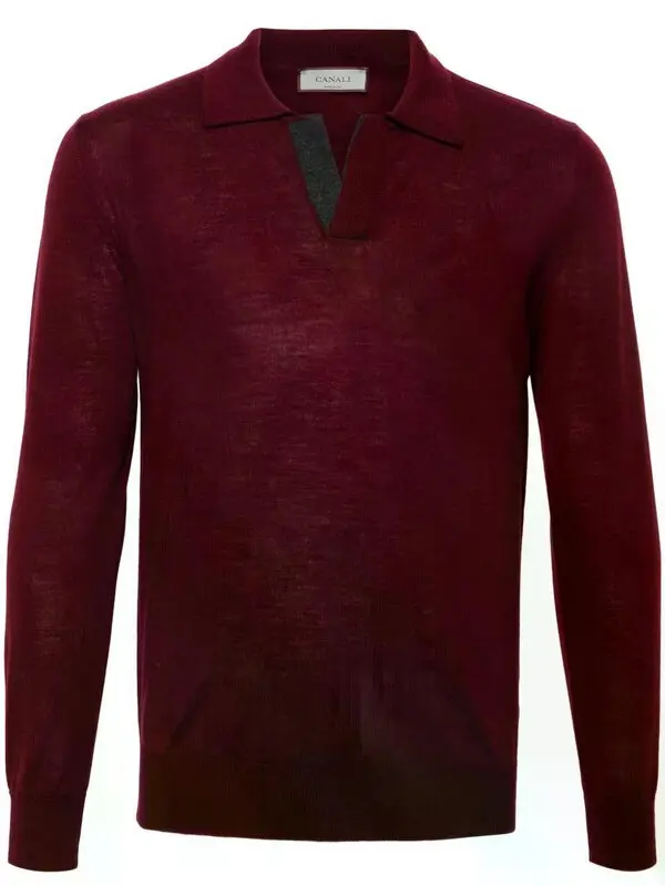 Canali Merino Wool Polo Shirt - Red