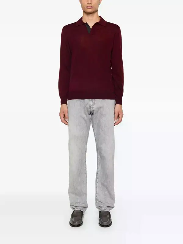 Canali Merino Wool Polo Shirt - Red