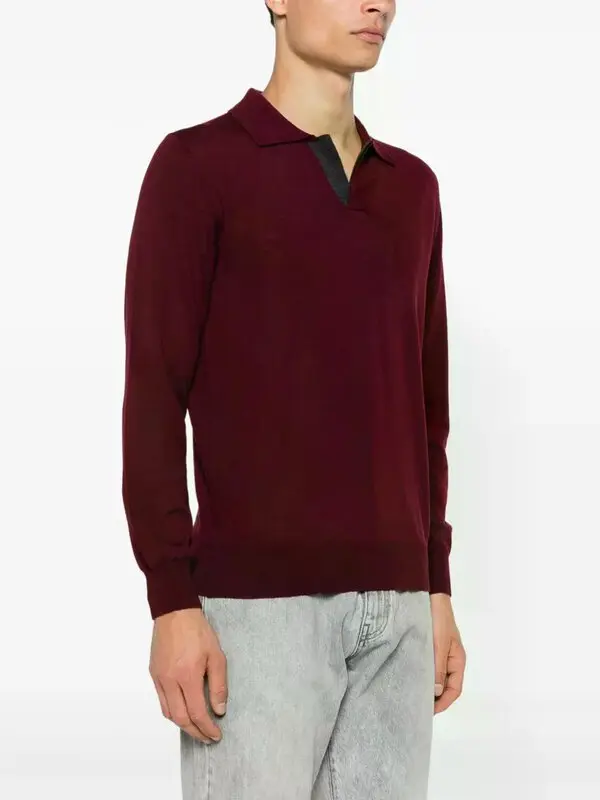 Canali Merino Wool Polo Shirt - Red