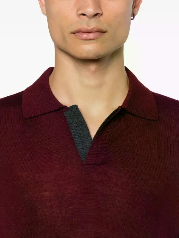 Canali Merino Wool Polo Shirt - Red