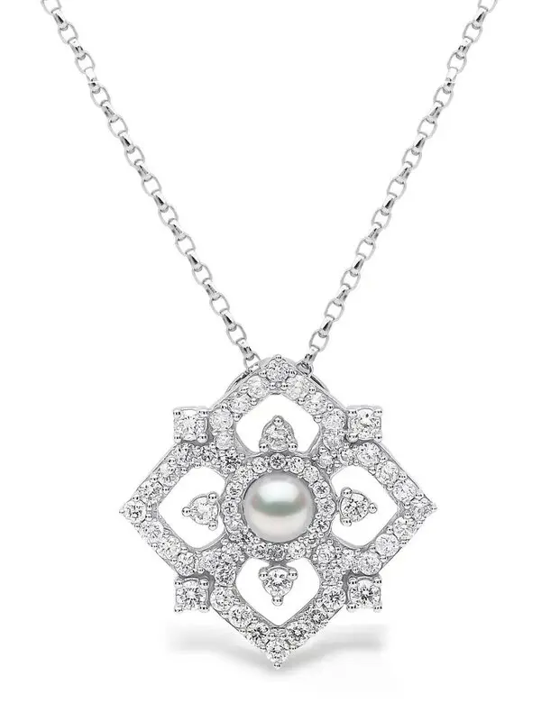 Yoko London 18kt White Gold Petal Pearl And Diamond Pendant - Silver