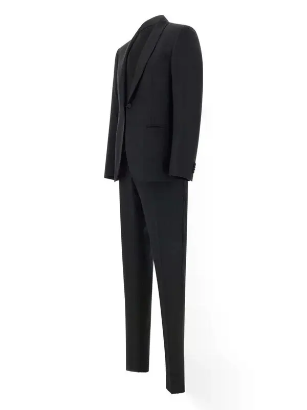 Corneliani Satin-trim Three-piece Suit - Black