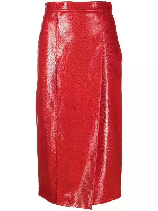 Gucci Crocodile-effect Lambskin Pencil Skirt