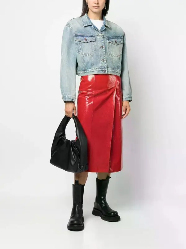 Gucci Crocodile-effect Lambskin Pencil Skirt