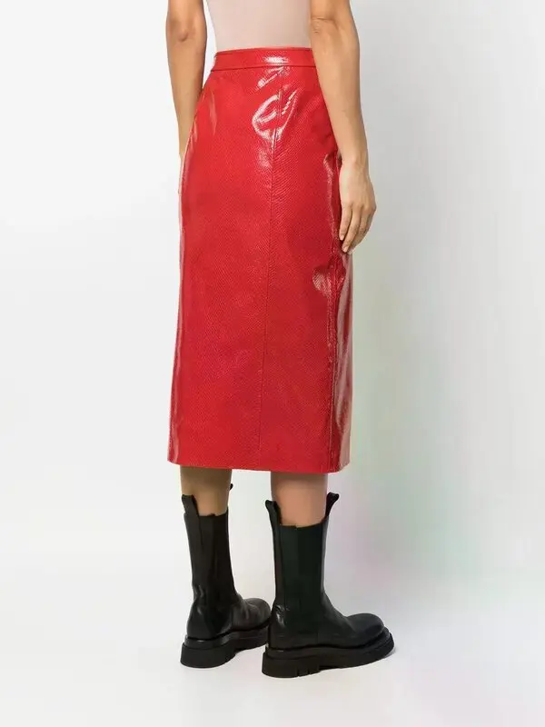 Gucci Crocodile-effect Lambskin Pencil Skirt