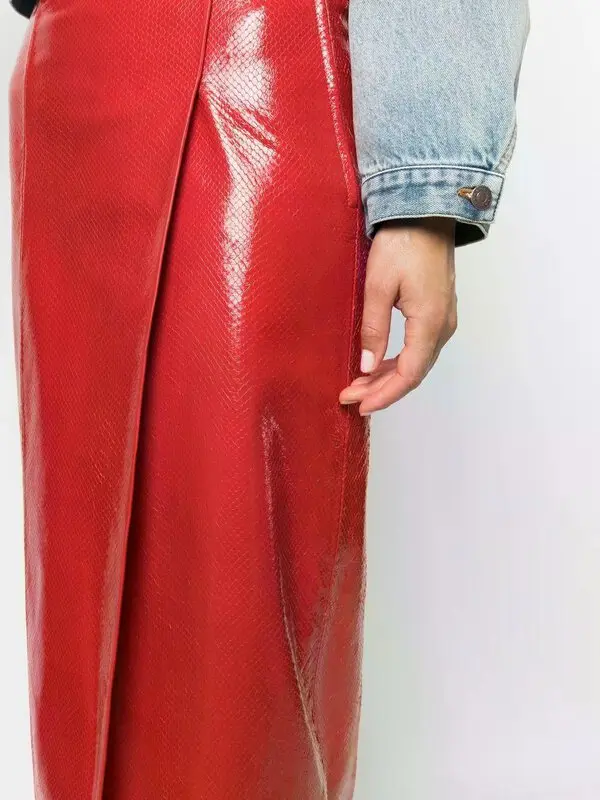 Gucci Crocodile-effect Lambskin Pencil Skirt