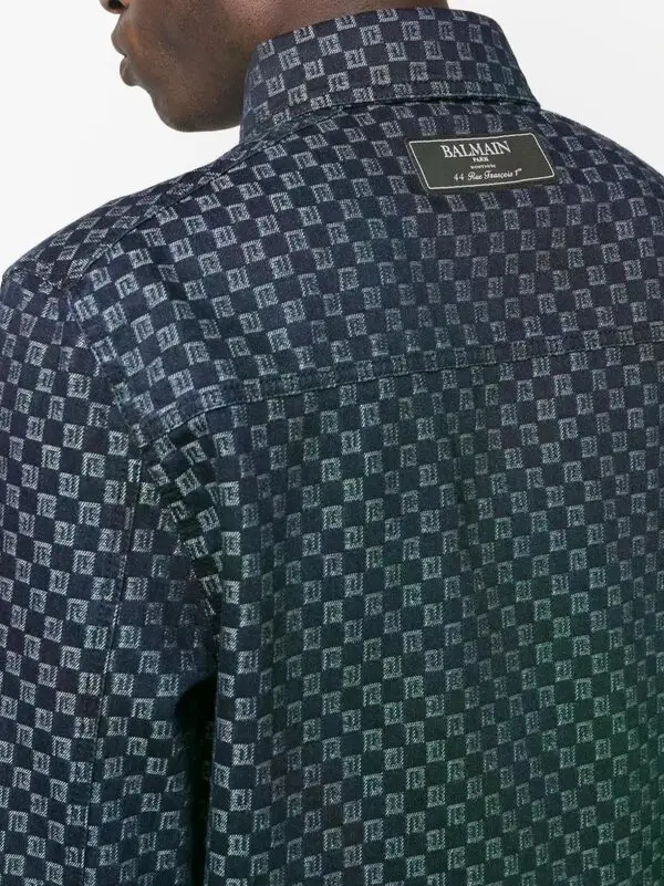 Balmain Monogram-jacquard Denim Shirt