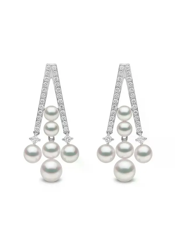 Yoko London 18kt White Gold Akoya Pearl And Diamond Earrings - Silver