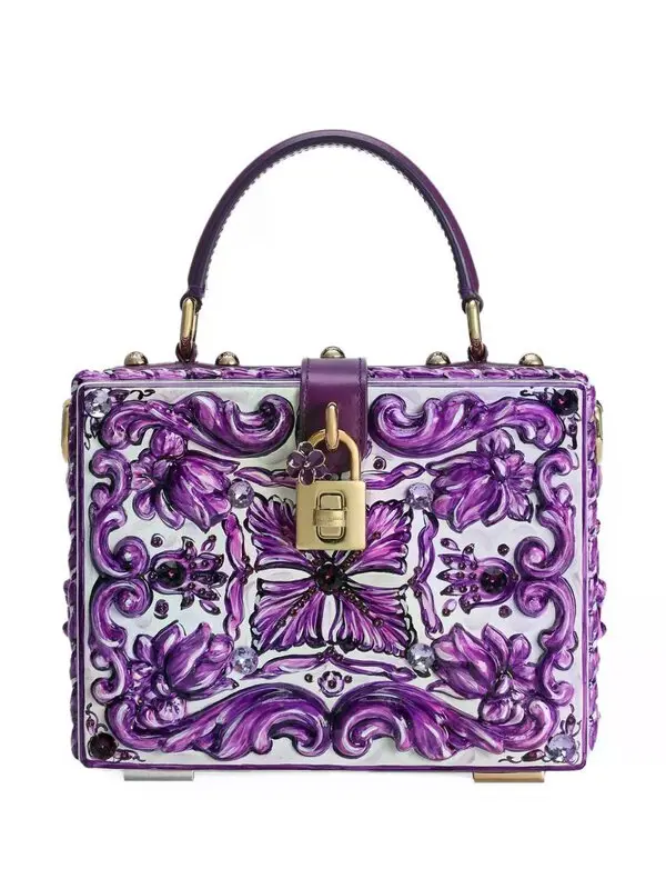 Dolce & Gabbana Floral-embellished Top-handle Bag - Purple
