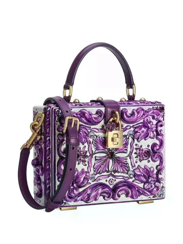 Dolce & Gabbana Floral-embellished Top-handle Bag - Purple