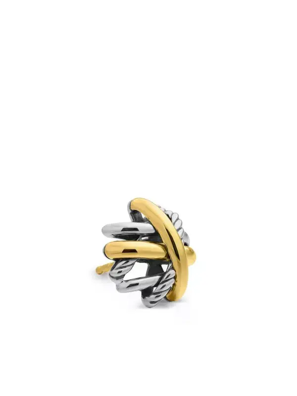 David Yurman 18kt Yellow Gold And Sterling Crossover Stud Earrings