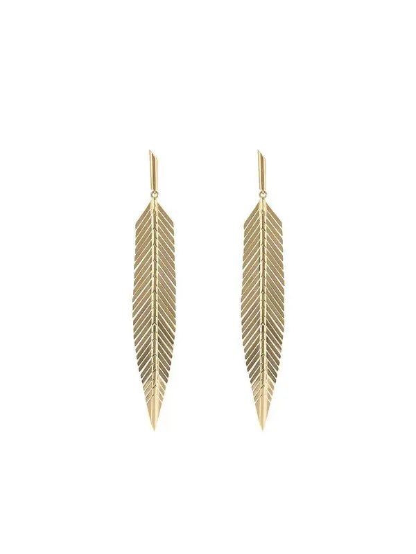 CADAR 18kt Rose Feather Drop Earrings - Gold