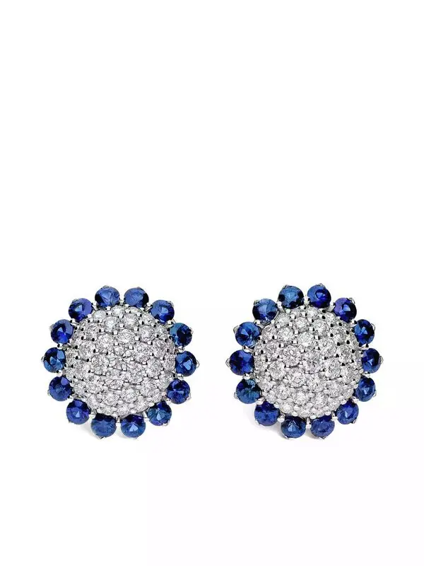 LEO PIZZO 18k White Gold Diamond And Sapphire Earrings - Silver