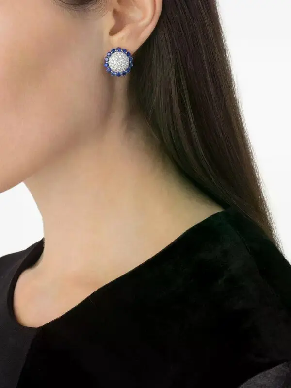 LEO PIZZO 18k White Gold Diamond And Sapphire Earrings