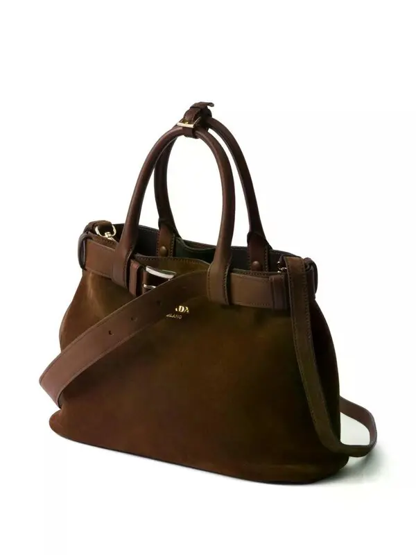 Prada Medium Buckle Tote Bag - Brown
