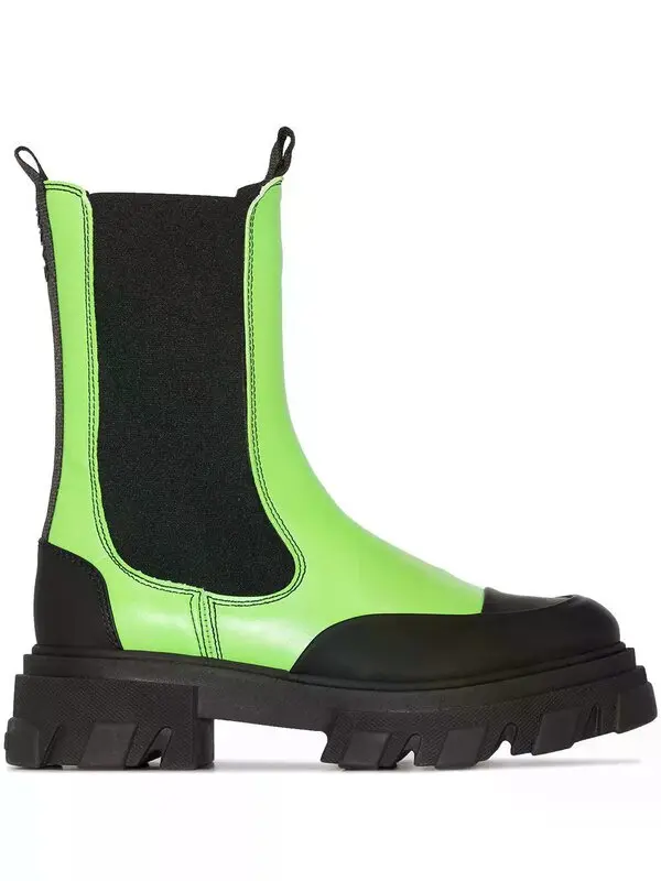 GANNI Chunky-sole Ankle Boots - Green