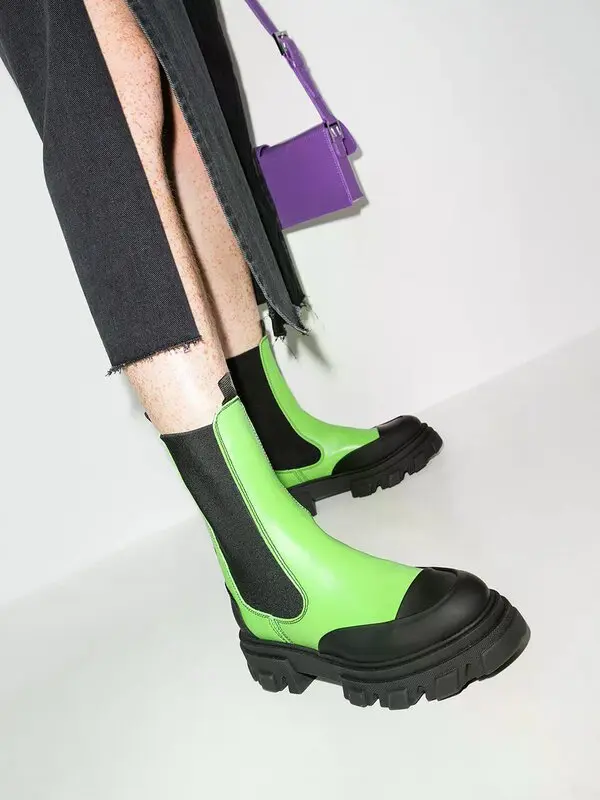 GANNI Chunky-sole Ankle Boots - Green