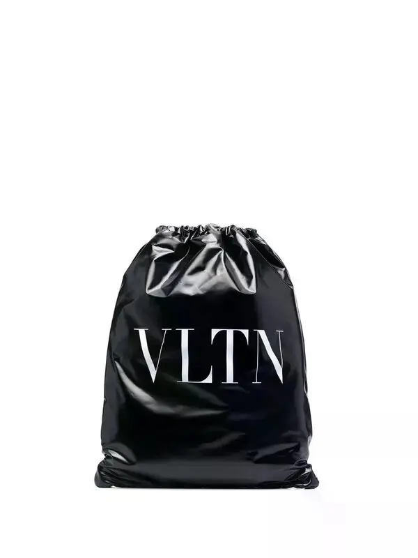 Valentino Garavani Vltn Patent Leather Backpack - Black