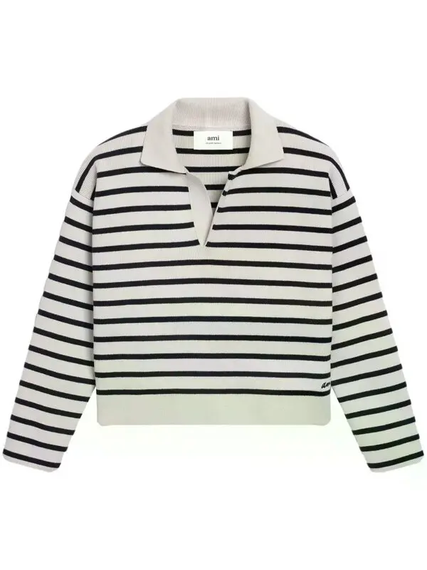 AMI Paris Striped Polo Jumper