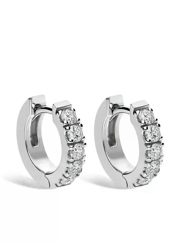 LEO PIZZO 18kt White Gold Diamond Hoop Earrings - Silver