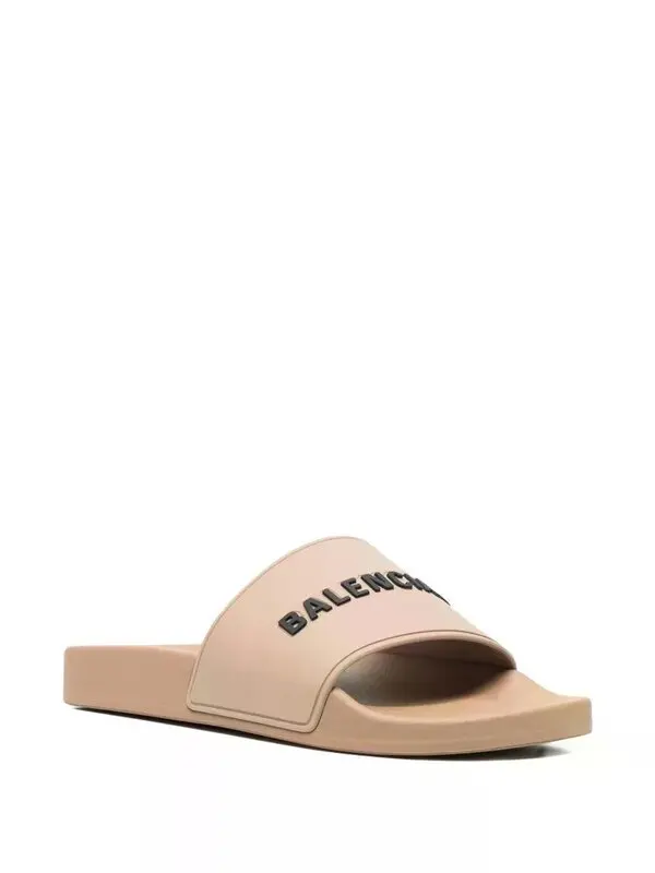 Balenciaga Logo-embossed Pool Slides - Neutrals