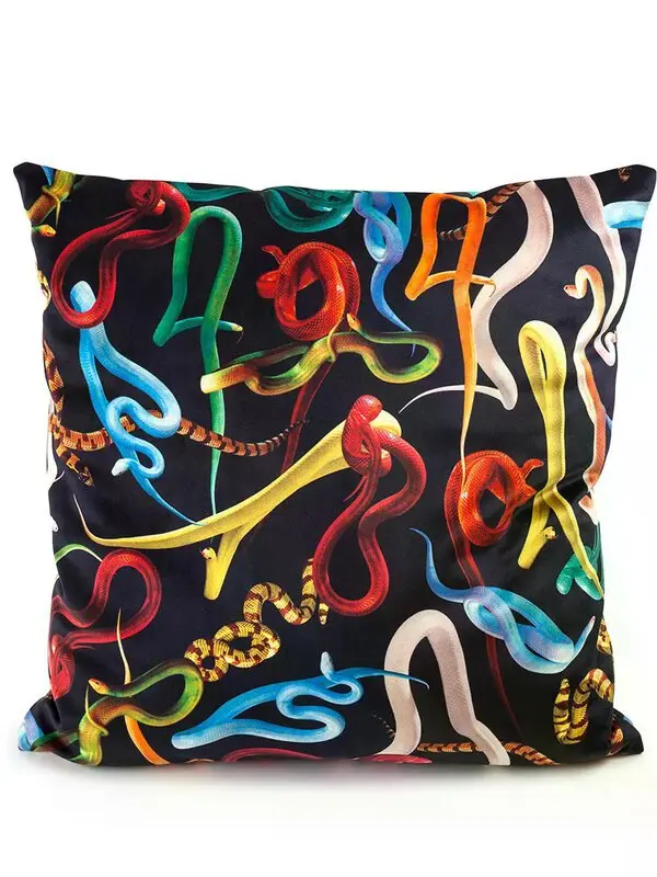SELETTI Snakes Print Square Cushion