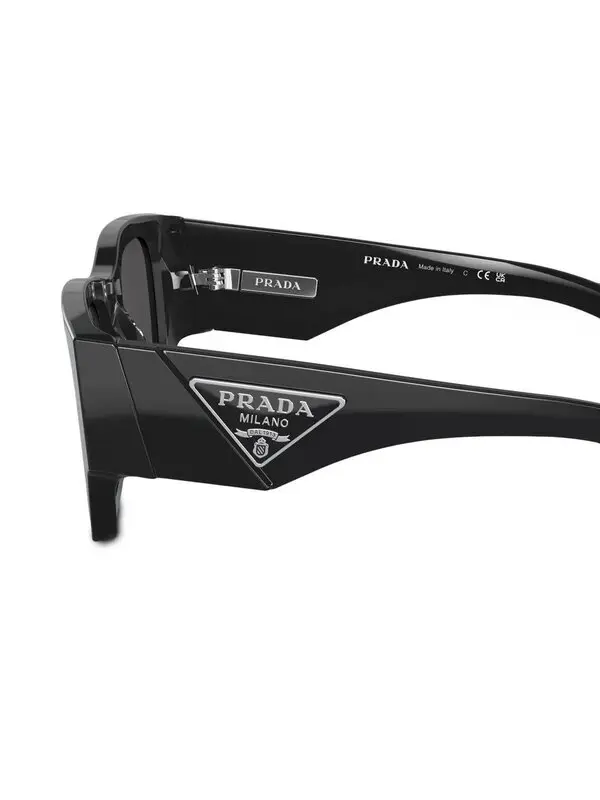 Prada Logo-arm Detail Sunglasses - Black