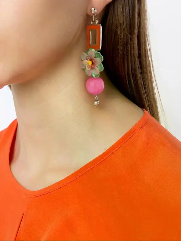 AMIR SLAMA Flor Asymmetric Drop Earrings