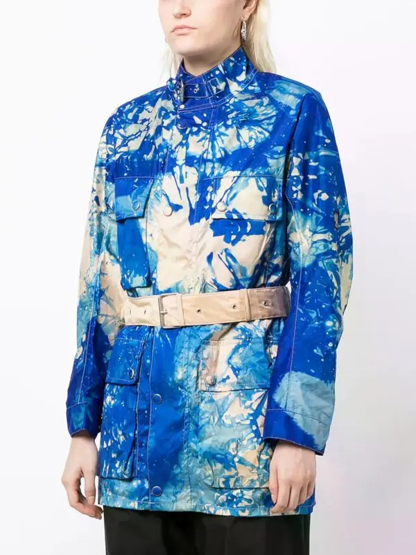 STAIN SHADE Belted Tie-dye Jacket - Blue