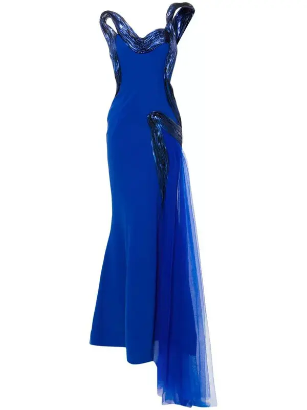 GABY CHARBACHY Metallic-effect Draped Gown